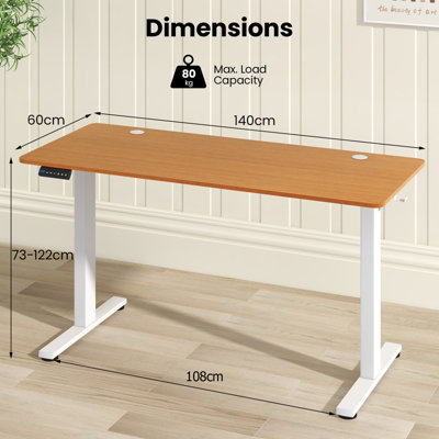 COSTWAY 140 x 60cm Electric Standing Desk Home Office Computer Desk w ...