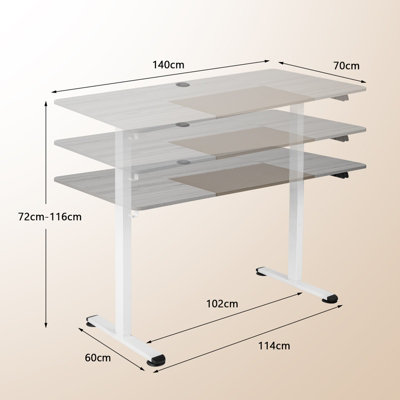 Costway 140 x 70cm Electric Standing Desk Height Adjustable Sit to ...