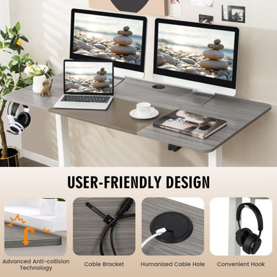 Costway 140 x 70cm Electric Standing Desk Height Adjustable Sit to ...