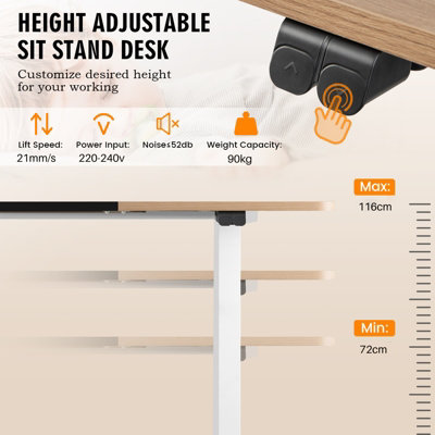 Costway 140 x 70cm Electric Standing Desk Height Adjustable Sit to ...