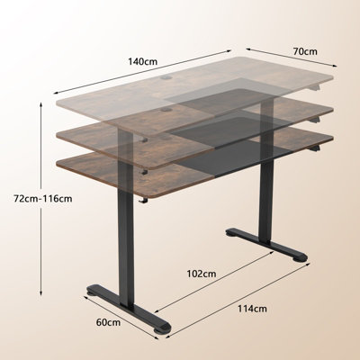 Costway 140 x 70cm Electric Standing Desk Height Adjustable Sit to ...