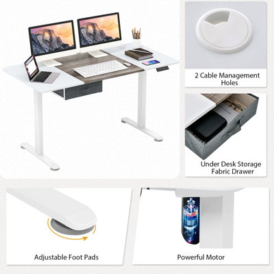 Costway 140 x 70cm Electric Standing Desk Sit to Stand Table Height ...