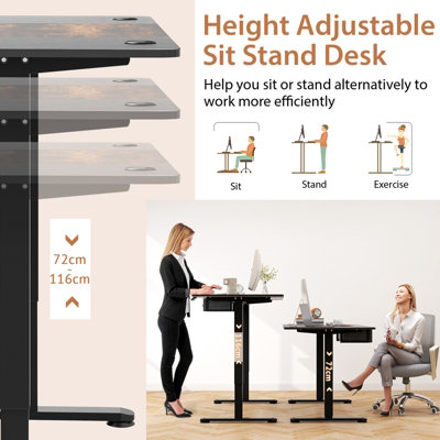 Costway 140 x 70cm Electric Standing Desk Sit to Stand Table Height ...