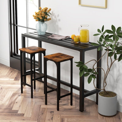 Costway 140cm Outdoor Bar Table Long Counter Height Dining Table Easy Assembly