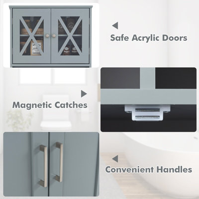 COSTWAY 145 cm Tall Bathroom Cabinet Kitchen Cupboard Sideboard Cabinet ...