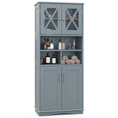 COSTWAY 145 cm Tall Bathroom Cabinet Kitchen Cupboard Sideboard Cabinet ...
