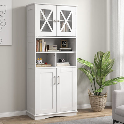 COSTWAY 145 cm Tall Bathroom Cabinet Kitchen Cupboard Sideboard Cabinet ...