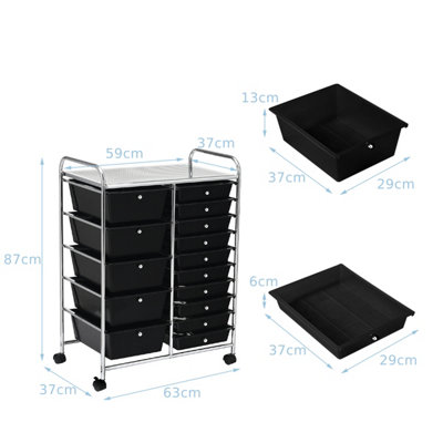 COSTWAY 15-Drawer Storage Trolley Mobile Organiser Shelving Unit ...