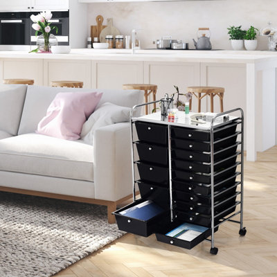 COSTWAY 15-Drawer Storage Trolley Mobile Organiser Shelving Unit ...