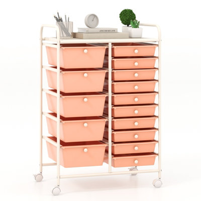 COSTWAY 15-Drawer Storage Trolley Mobile Organiser Shelving Unit ...
