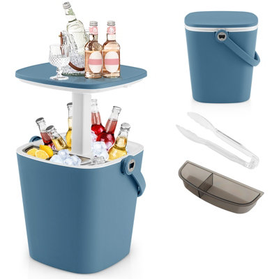 Costway 15 L Outdoor Cool Bar Table Patio Cooler Side Table with Lift ...