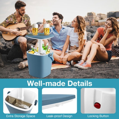 Costway 15 L Outdoor Cool Bar Table Patio Cooler Side Table with Lift ...
