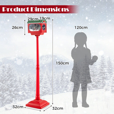 COSTWAY 150 cm Christmas Lamp Post Sound-activated Street Light Snow Gglobe