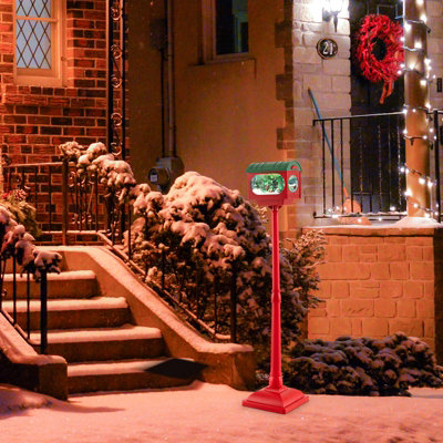 COSTWAY 150 cm Christmas Lamp Post Sound-activated Street Light Snow Gglobe