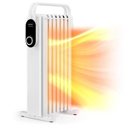 Costway 1500W Electric 7 Fin Oil Filled Radiator Heater w/ 3 Heat ...