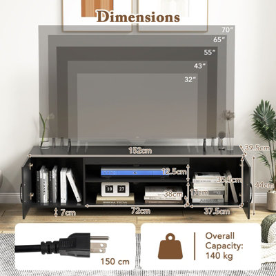 COSTWAY 152 cm Entertain Center TV Stand for TVs up to 70 Inches-Black