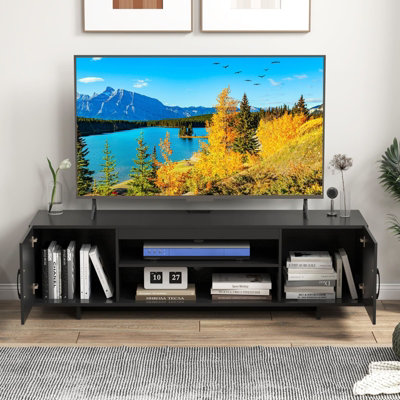 COSTWAY 152 cm Entertain Center TV Stand for TVs up to 70 Inches-Black