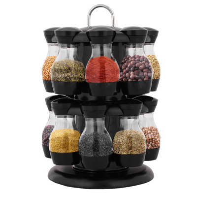 Costway 16 Jars Rotating Spice Rack Carousel Kitchen Storage Holder ...