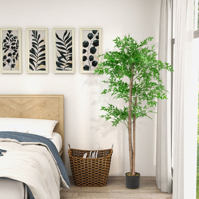 Costway 160 CM Artificial Bamboo Tree Fake Faux Bamboo Potted Plant ...
