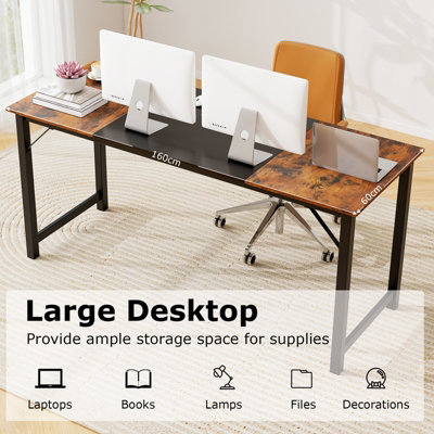 COSTWAY 160 x 60 CM Computer Desk Industrial Writing Desk Conference ...