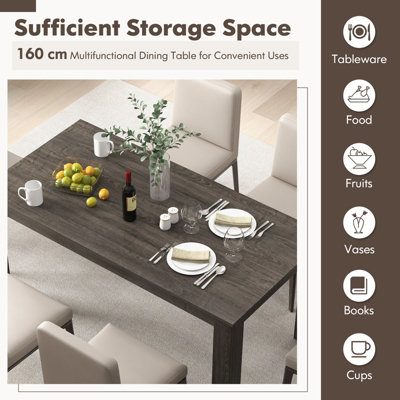 Costway 160 x 80 CM Large Dining Table 6-8 People Morden Kitchen Table