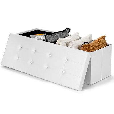 COSTWAY 160L Storage Ottoman Bench Foldable Footrest Stool Shoe Bench