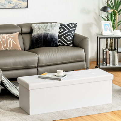 COSTWAY 160L Storage Ottoman Bench Foldable Footrest Stool Shoe Bench
