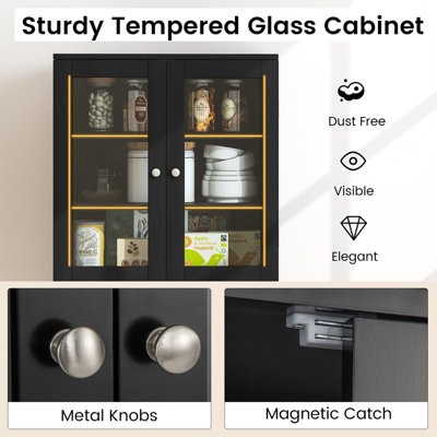 Costway 161 cm Tall Food Pantry Cabinet Kitchen Cupboard w/ Tempered ...