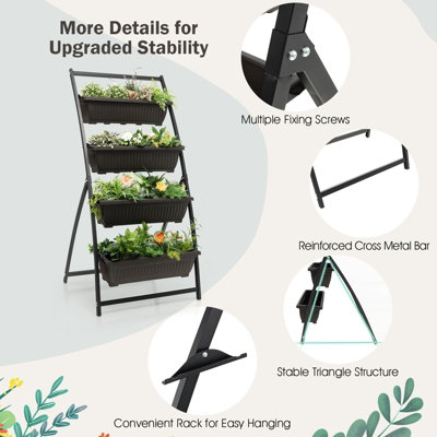 Costway 163CM 4-Tier Vertical Raised Garden Bed Elevated Planter Box w ...