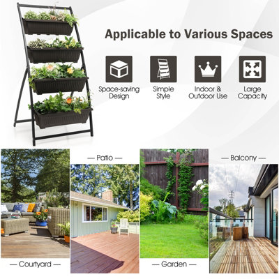 Costway 163CM 4-Tier Vertical Raised Garden Bed Elevated Planter Box w ...