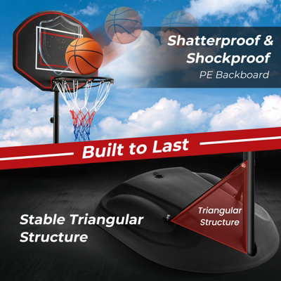 COSTWAY 170-230 cm Portable Basketball Hoop Adjustable Basketball Stand ...