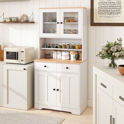 COSTWAY 170 cm Tall Kitchen Pantry Cabinet Modern Buffet Sideboard w ...