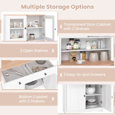 COSTWAY 170 cm Tall Kitchen Pantry Cabinet Modern Buffet Sideboard w ...