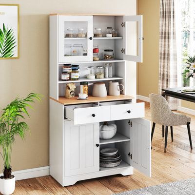 COSTWAY 170 cm Tall Kitchen Pantry Cabinet Modern Buffet Sideboard w ...