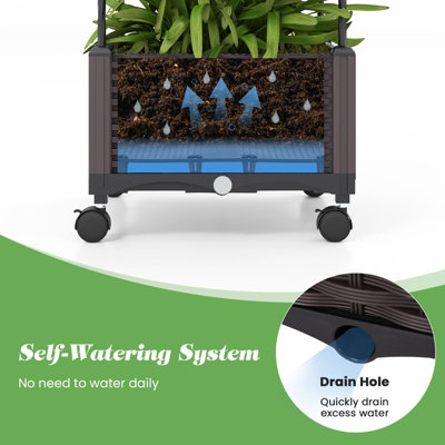 Costway 170cm Extendable Planter Box Raised Garden Bed w/ Trellis ...
