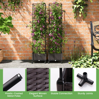 Costway 170cm Extendable Planter Box Raised Garden Bed w/ Trellis ...