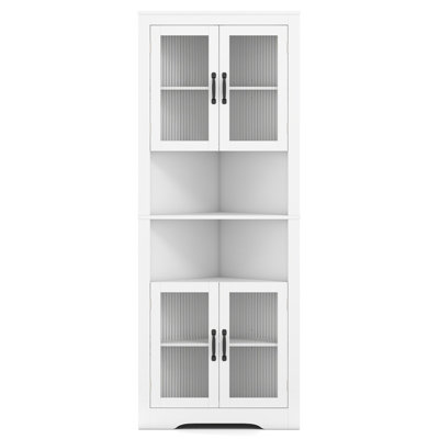 COSTWAY 171CM TALL KITCHEN CORNER CABINET TRIANGULAR BUFFET CABINET W ...