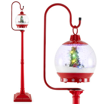 COSTWAY 173 cm Christmas Lamp Post Snow Globe Christmas Decoration