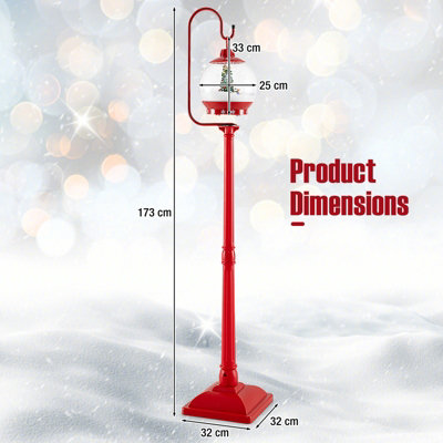 COSTWAY 173 cm Christmas Lamp Post Snow Globe Christmas Decoration