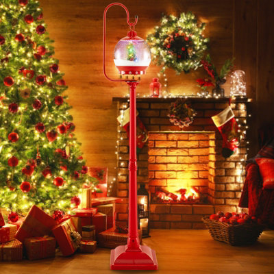 COSTWAY 173 cm Christmas Lamp Post Snow Globe Christmas Decoration