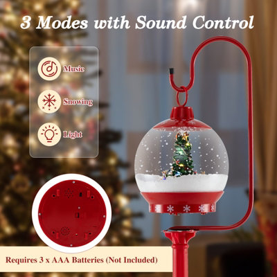 COSTWAY 173 cm Christmas Lamp Post Snow Globe Christmas Decoration