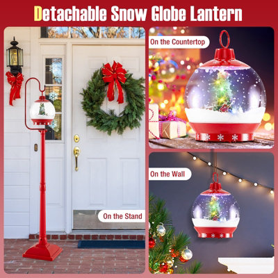 COSTWAY 173 cm Christmas Lamp Post Snow Globe Christmas Decoration