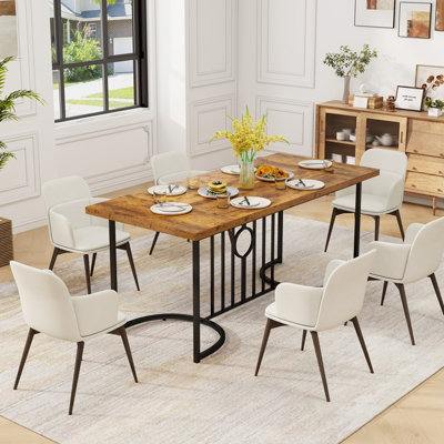 COSTWAY 180 cm Rectangular Dining Table for 6-8 People Wood Kitchen ...