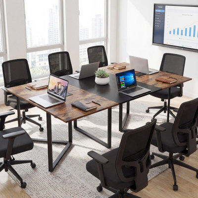 COSTWAY 180 x 100 CM Conference Table Large Meeting Table for 6-8 People