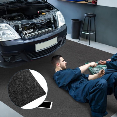 Costway 180 x 150 CM Garage Floor Mat Absorbent Oil Spill Parking Mat-Grey