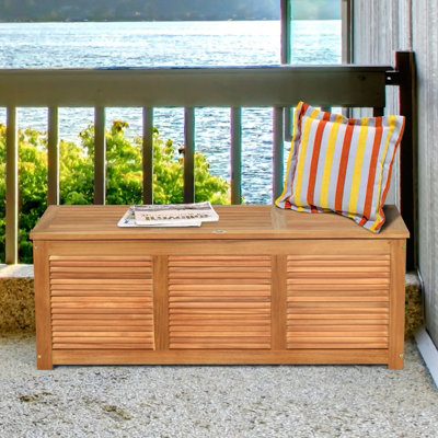 Buy Costway 180L Storage Box Outdoor Patio Deck Wooden Garden Bench for ...