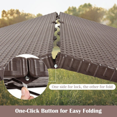 COSTWAY 182 CM Center Folding Table Portable Plastic Table w/ Rattan Design