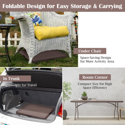 COSTWAY 182 CM Center Folding Table Portable Plastic Table w/ Rattan Design