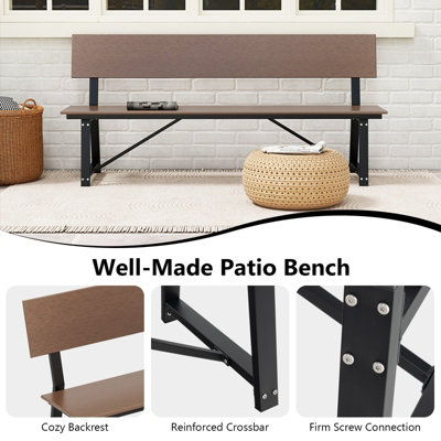 Costway 183cm Outdoor Garden Bench 4-Person Patio Long Chair w/ HDPE ...