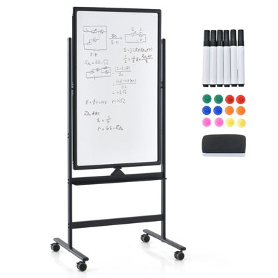 Costway 184cm Tall Double-Sided Magnetic Rolling Erase Board Mobile ...